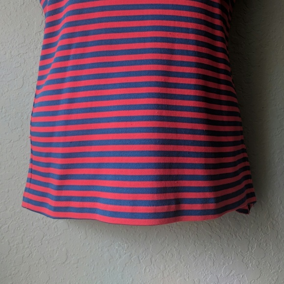 Tops | Retro High Neck Navy Red Striped Tank Top | Poshmark